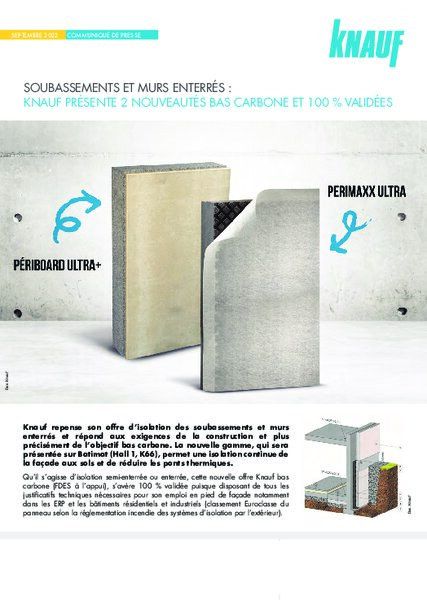 2 nouveautés Knauf pour l'isolation des soubassements et murs enterrés ...