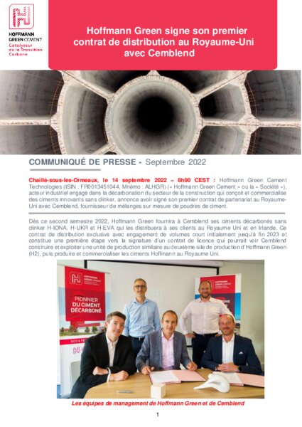 Hoffmann Green signe son premier contrat de distribution au Royaume-Uni ...