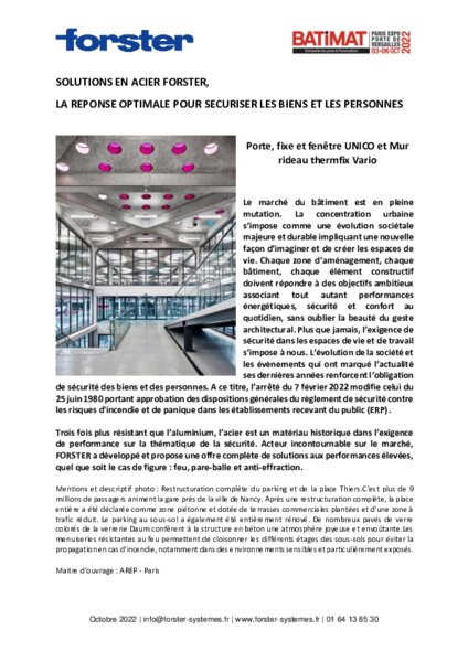 Forster présente toutes ses solutions sécurité en acier | BATI-Today