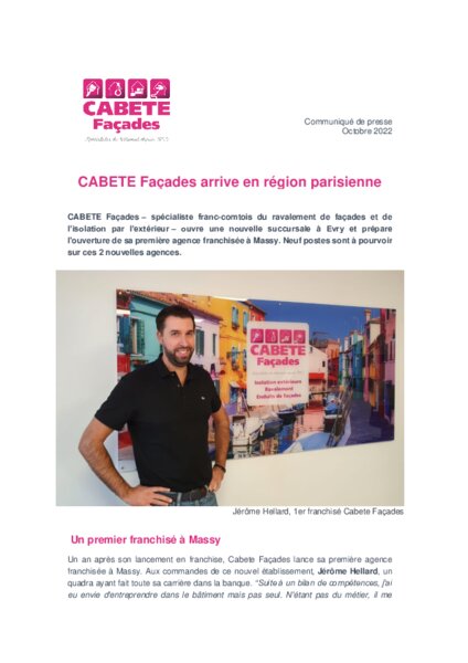 CABETE Façades ouvre sa 1ère franchise et sa 4e succursale en région ...