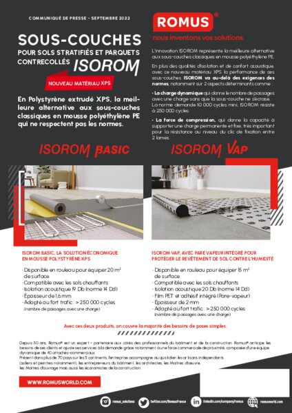 Romus présente son innovation Isorom | BATI-Today