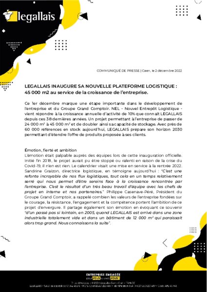 Legallais inaugure sa nouvelle plateforme logistique | BATI-Today