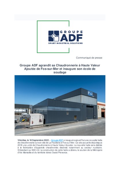 ADF agrandit sa Chaudronnerie et inaugure son école de soudage | BATI-Today