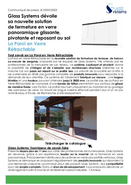 Glass Systems dévoile sa paroi en verre rétractable | BATI-Today