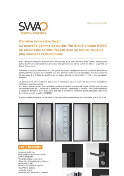 Swao présente sa gamme de portes d'entrée alu grand vitrage | BATI-Today