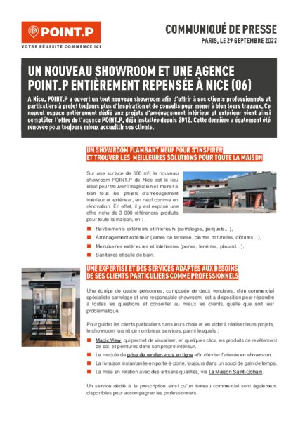 Un nouveau showroom et une agence POINT.P entièrement repensée à Nice ...